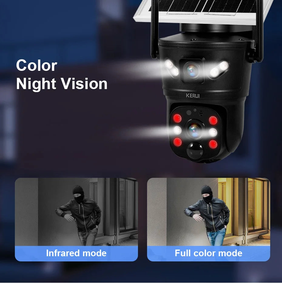 KERUI 6MP WIFI 4G Solar Camera Dual Lens IP Camera Outdoor Waterproof ...