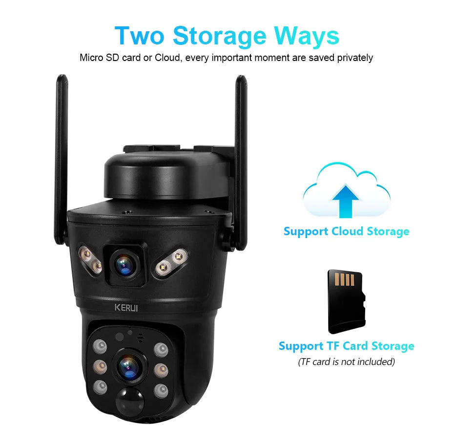 KERUI 6MP WIFI 4G Solar Camera Dual Lens IP Camera Outdoor Waterproof ...